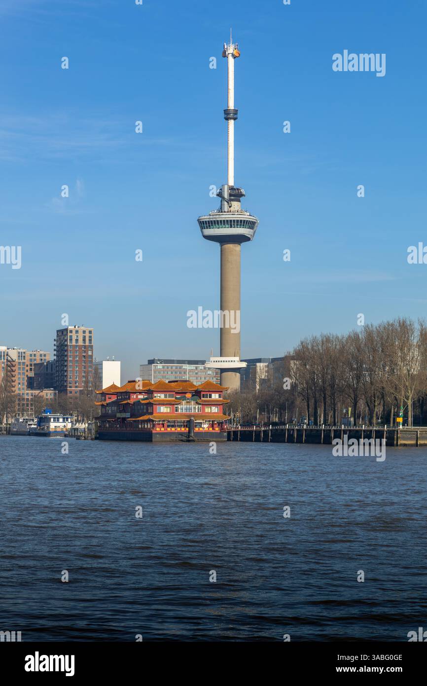 Rotterdam, the Netherlands. 02 February 2025. Euromast along the river ...