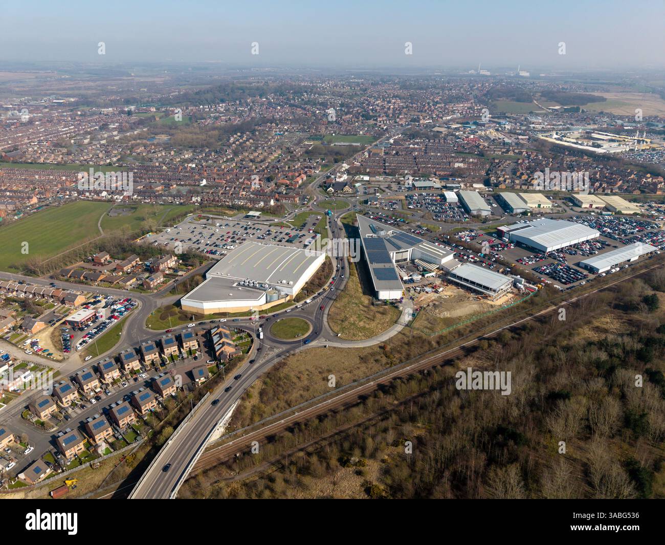 An aerial panorama of Castleford in West Yorkshire, UK from ...