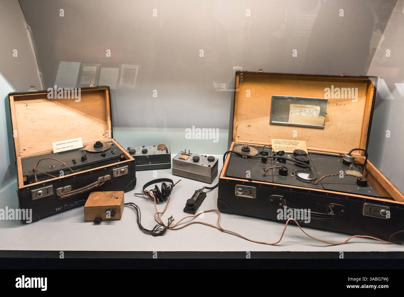 View of radio transmitters used by Norwegian resistance fighters while ...
