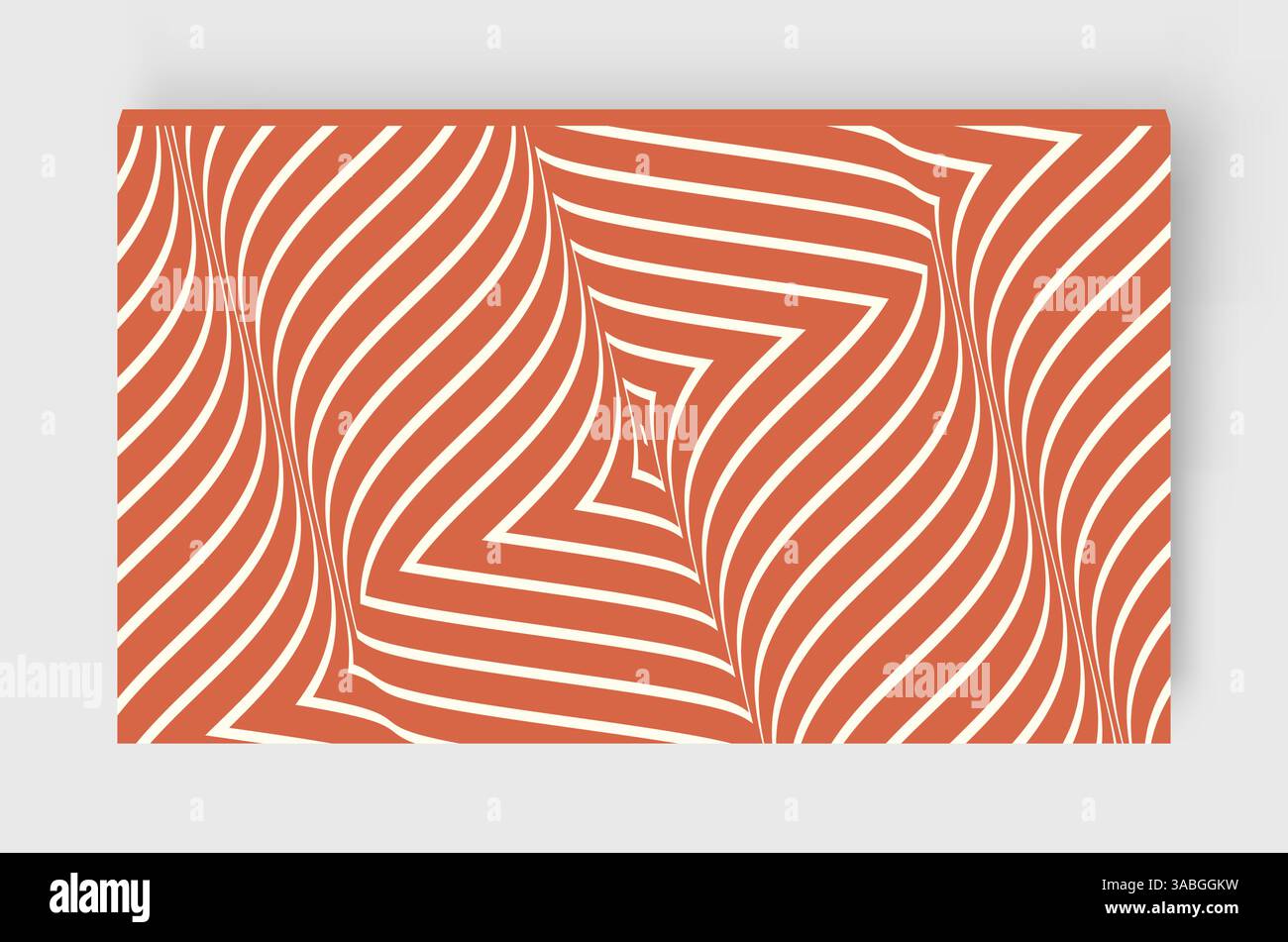 Optic art illustration of red and white squares. The geometric background by stripes. 3d vector ...