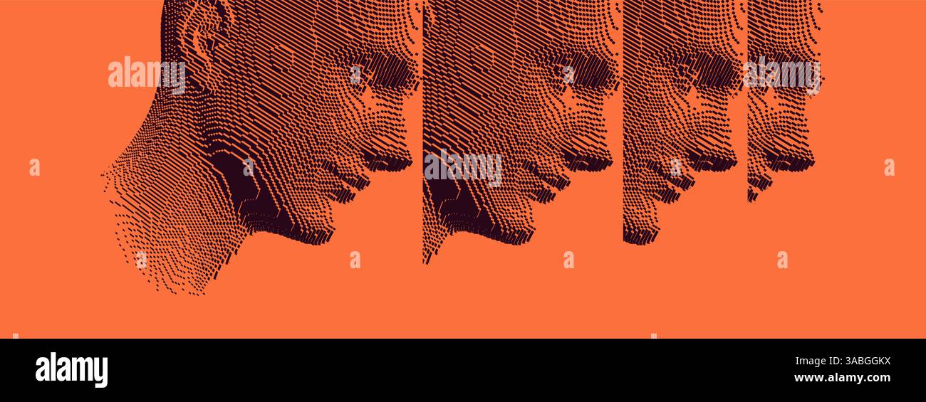 Reflection of man looking away in mirrors. Concept of psychological and ...