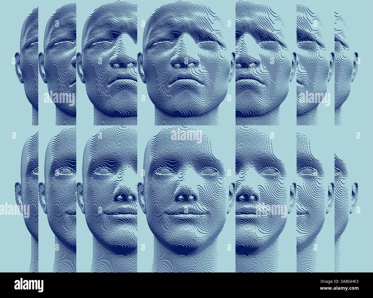 Reflection of man looking away in mirrors. Concept of psychological and ...