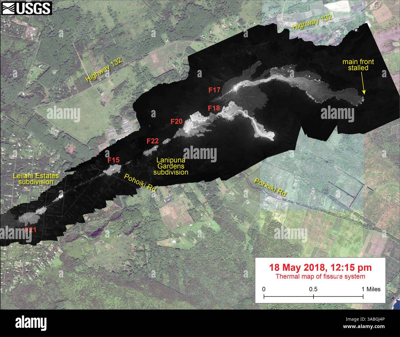 May 18, 2018 - Big Island, Hawaii, U.S. - This thermal map shows a ...