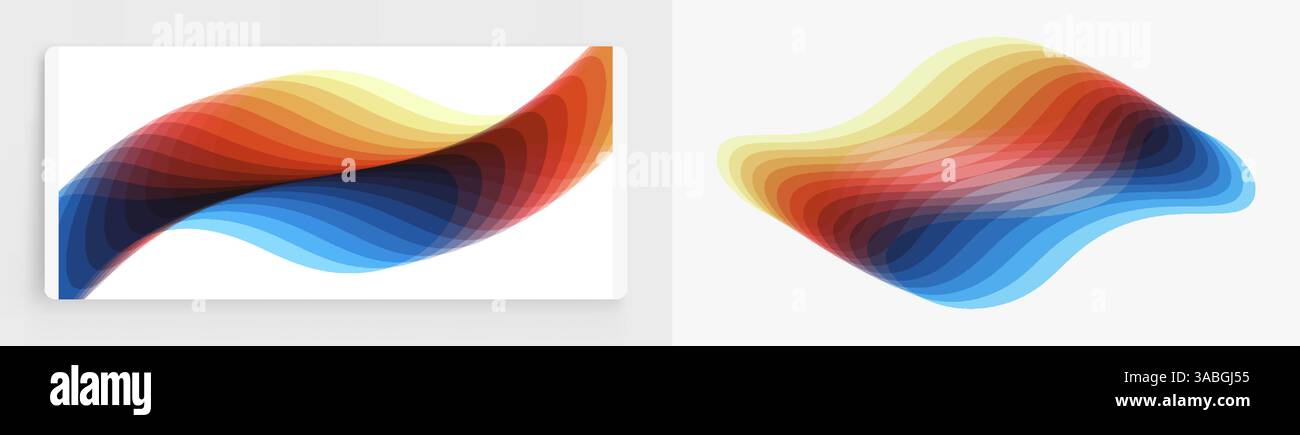Abstract wavy background with dynamic effect. Vector illustration made of various overlapping ...