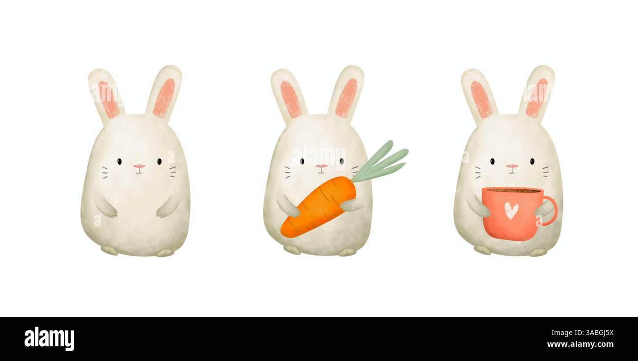 white rabbit clipart illustration. Animal easter bunny drawing isolated ...