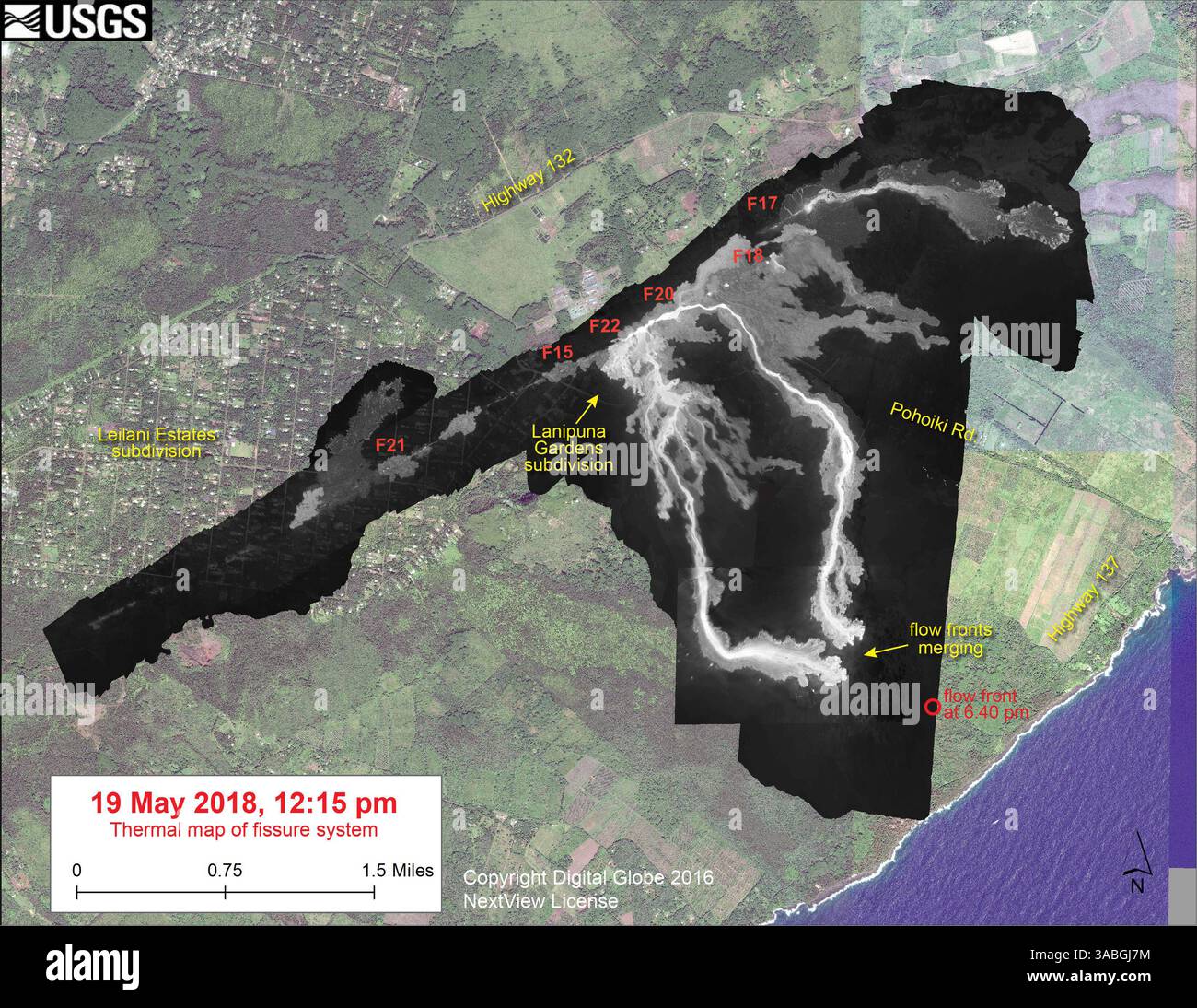 May 19, 2018 - Big Island, Hawaii, U.S. - This thermal map shows the ...