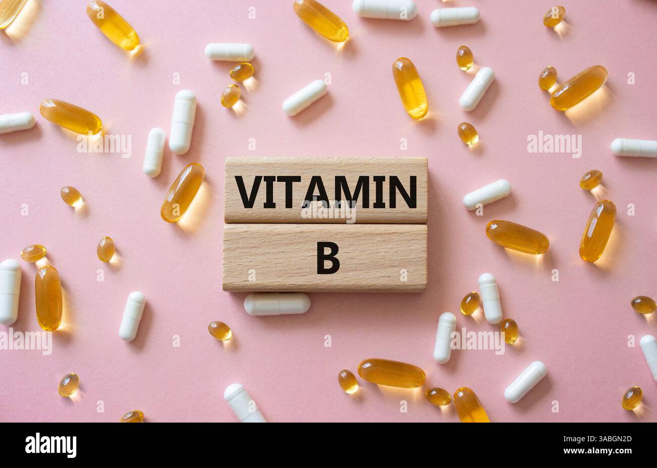 Vitamin B symbol. Concept word Vitamin B on wooden blocks. Beautiful ...