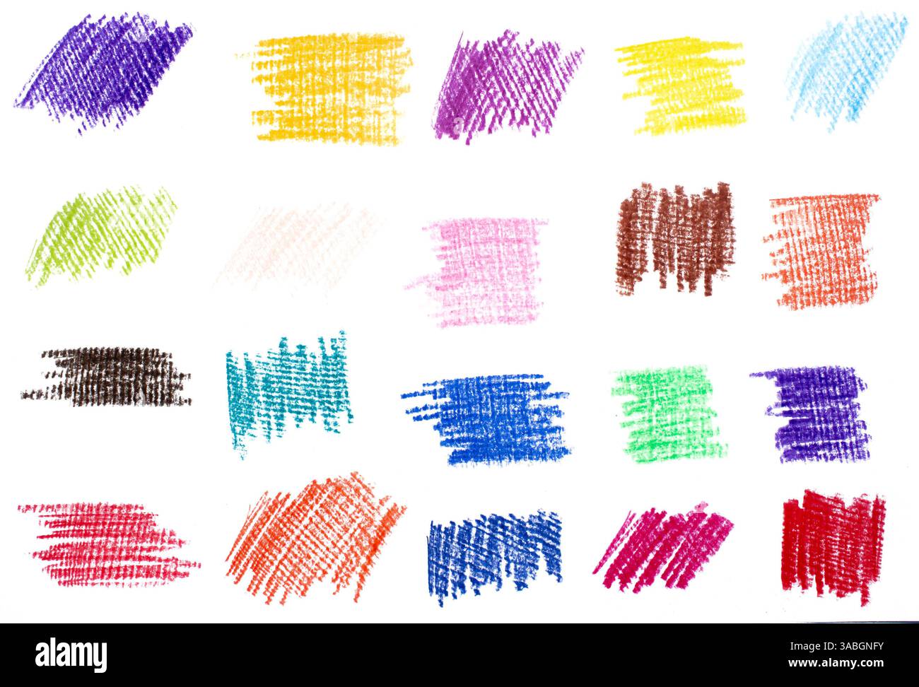 Hand drawn colorful crayon pen scribble set on whitebackground doodle ...
