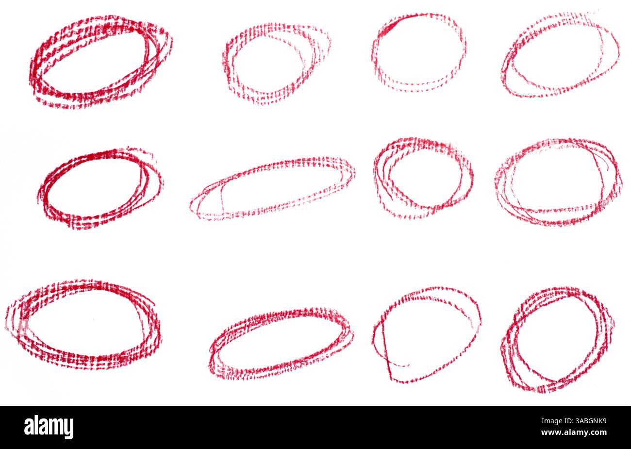 Set of red highlight circles on white background cut out design ...