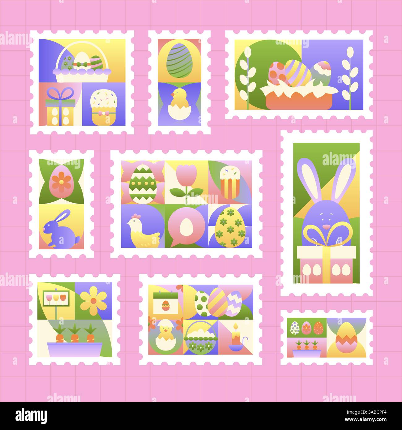 Happy Easter Postal Stamps Set Stock Vector Image & Art - Alamy