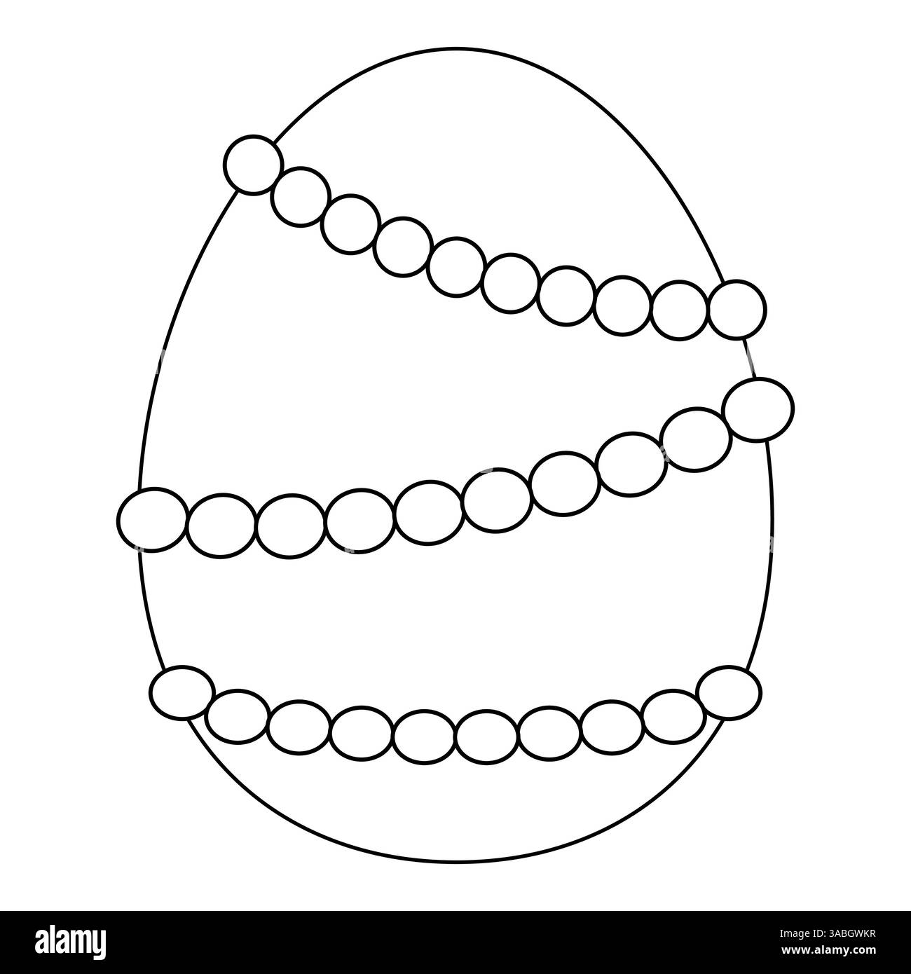 Black and white coloring page with an Easter egg ornate with beads ...