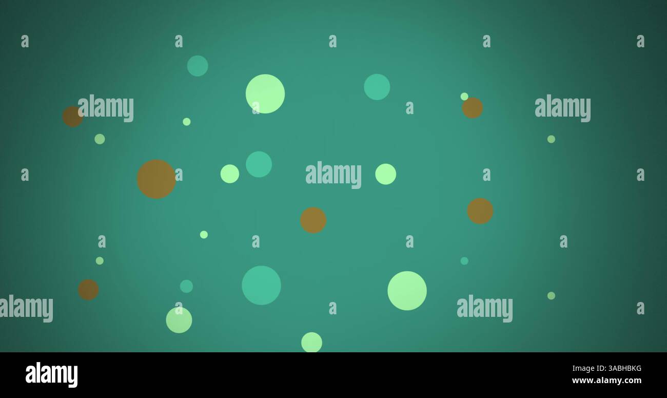 Image of multi coloured dots moving over green background Stock Photo ...