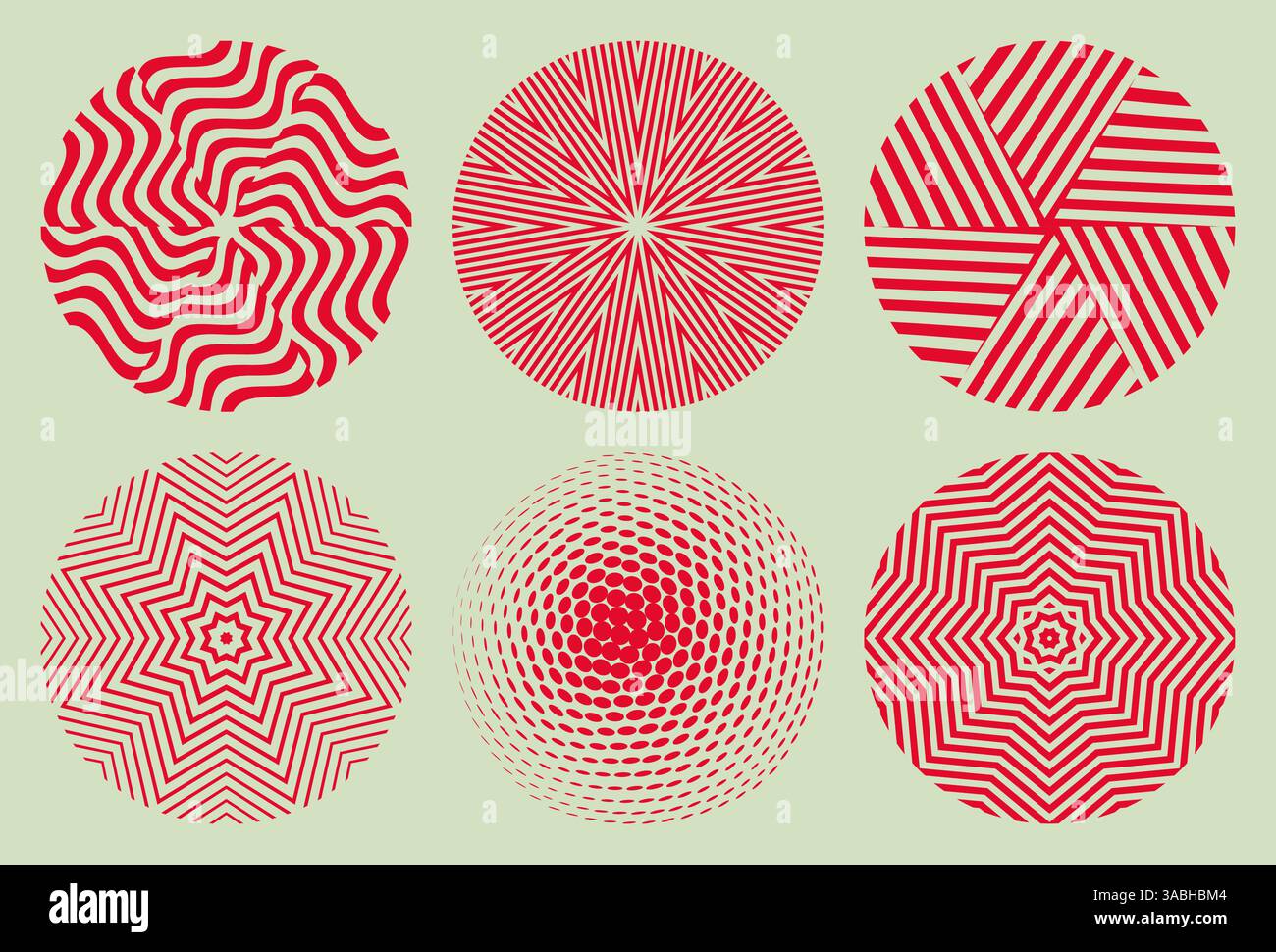 Set of striped minimalist shapes with optical illusion effect. Emblems ...