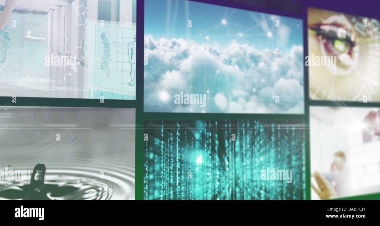 Composite image of nine scrolling business, leisure and technology ...