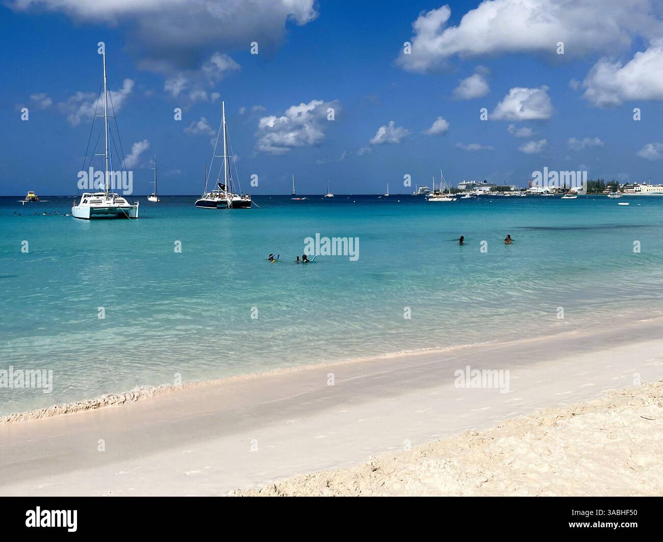 Bridgetown, Barbados - Jan 04, 2025: Swimming and boating at Brown's ...