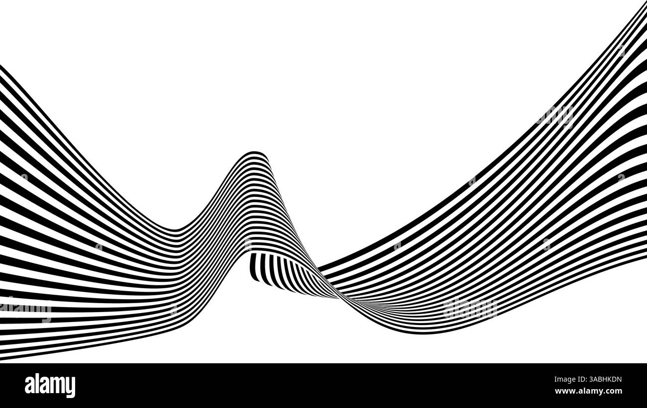 Black and white wavy line pattern. Vector illustration Stock Vector ...