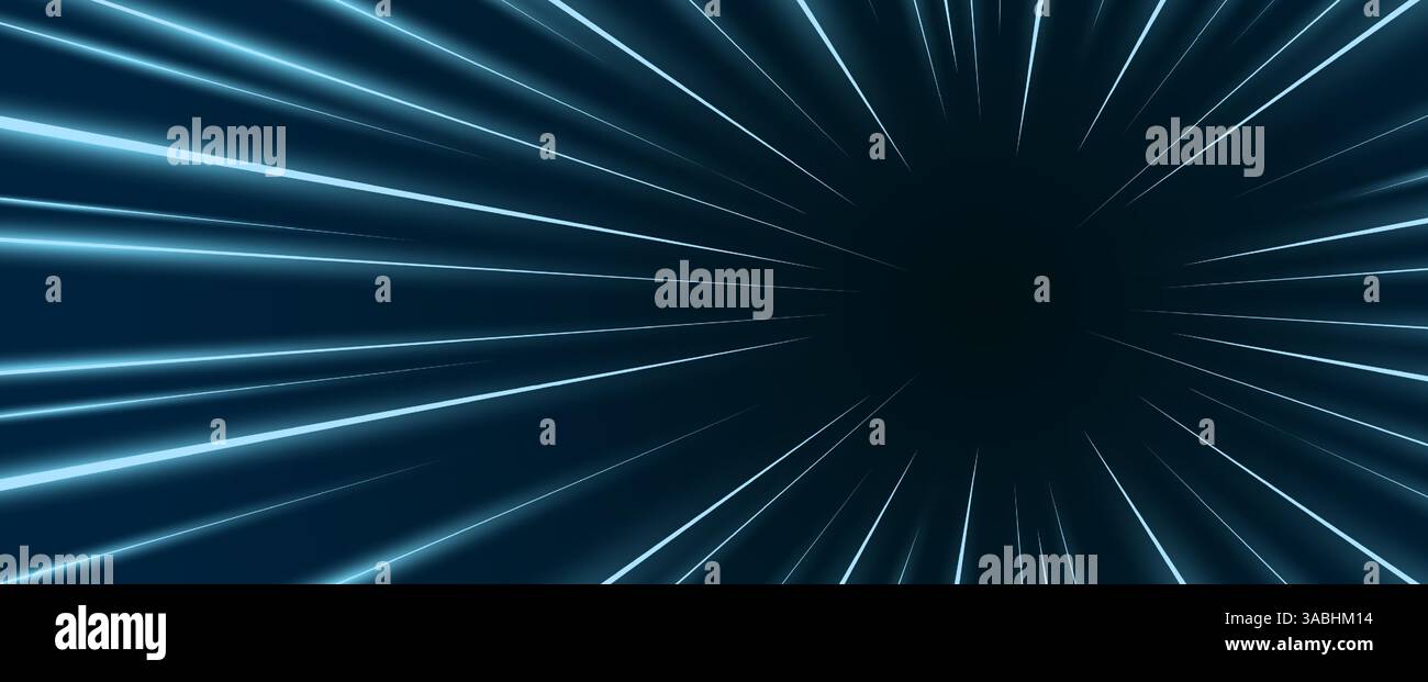 Futuristic motion streaks. Bright radial speed lines glow as they ...