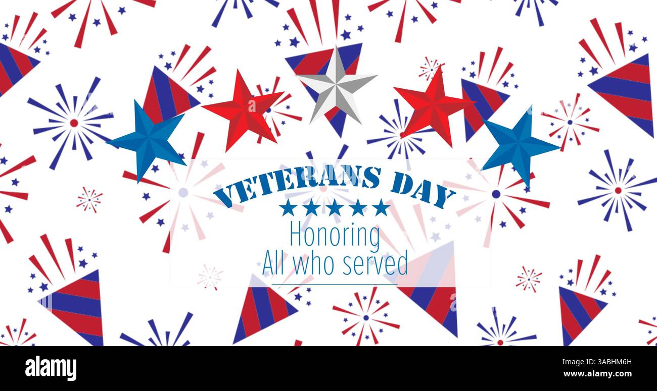 Image of veterans day honoring all who served text over celebration ...