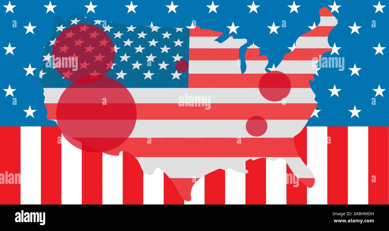 Image of usa map coloured in american flag over american flag Stock ...