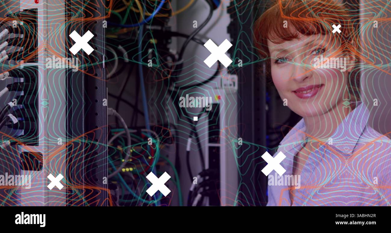 Image of data processing over server room Stock Photo - Alamy