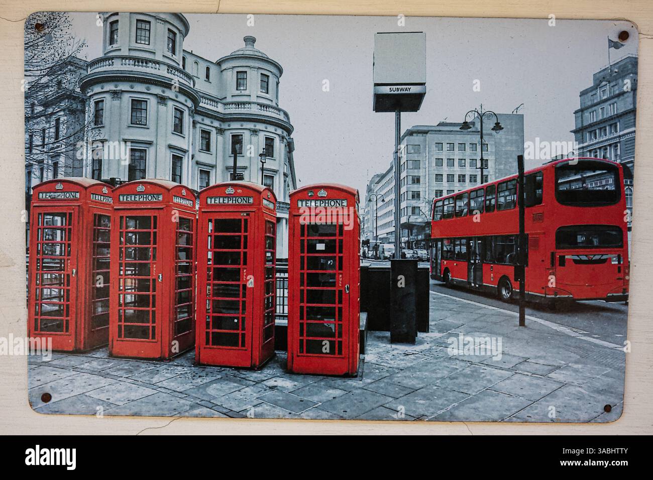 Lviv, Ukraine - April 01, 2025: Red telephone booths and double decker ...