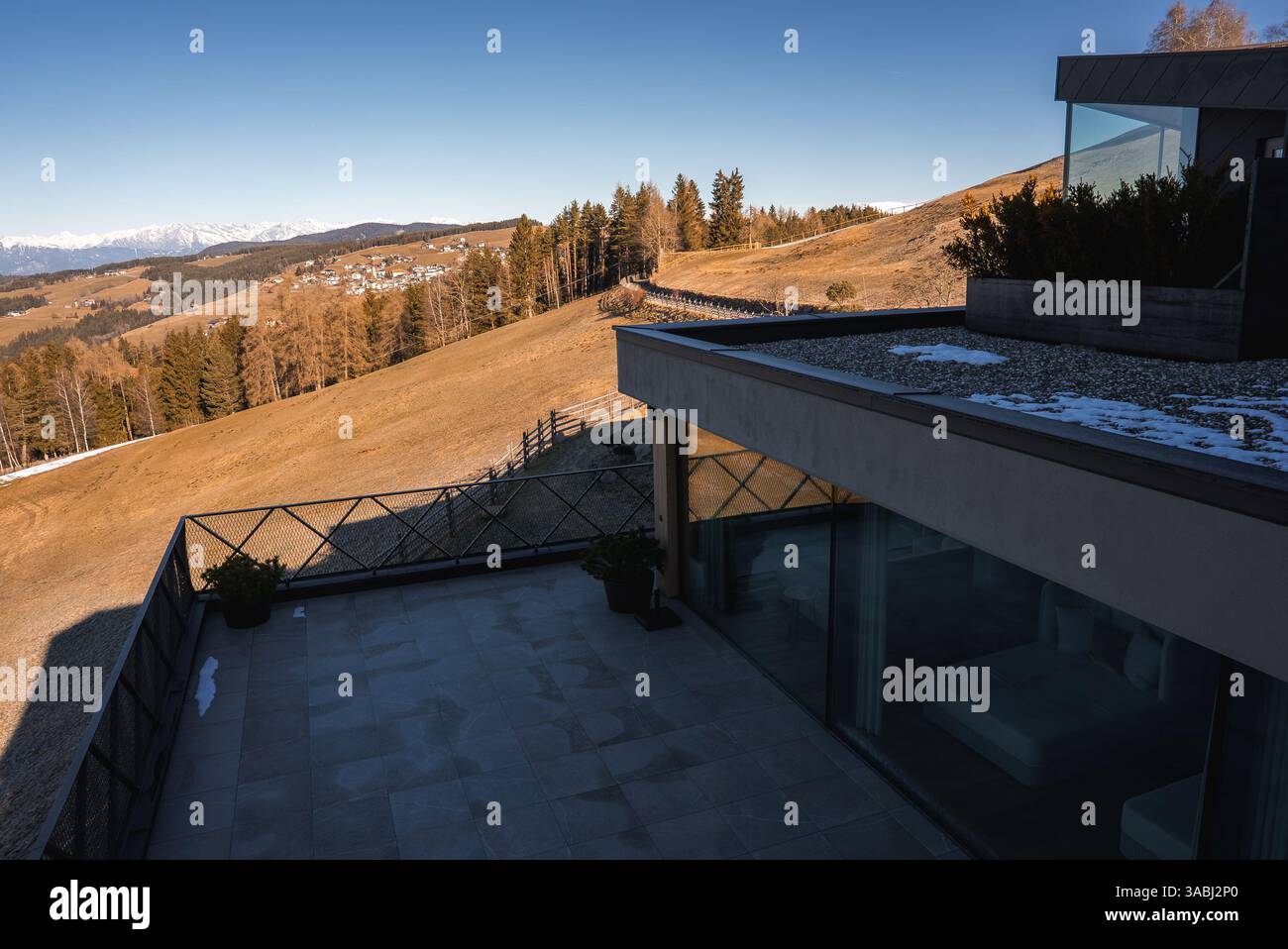 Modern Luxury Hotel with Glass Facade in South Tyrol, Italy Stock Photo ...