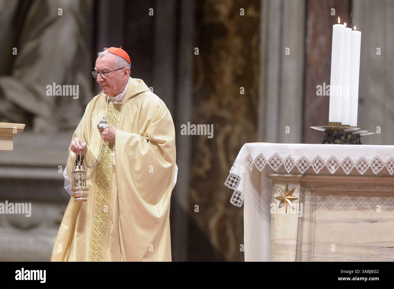 Italy, Rome, 2 April, 2025 : St. Peter's Basilica, Cardinal Pietro ...