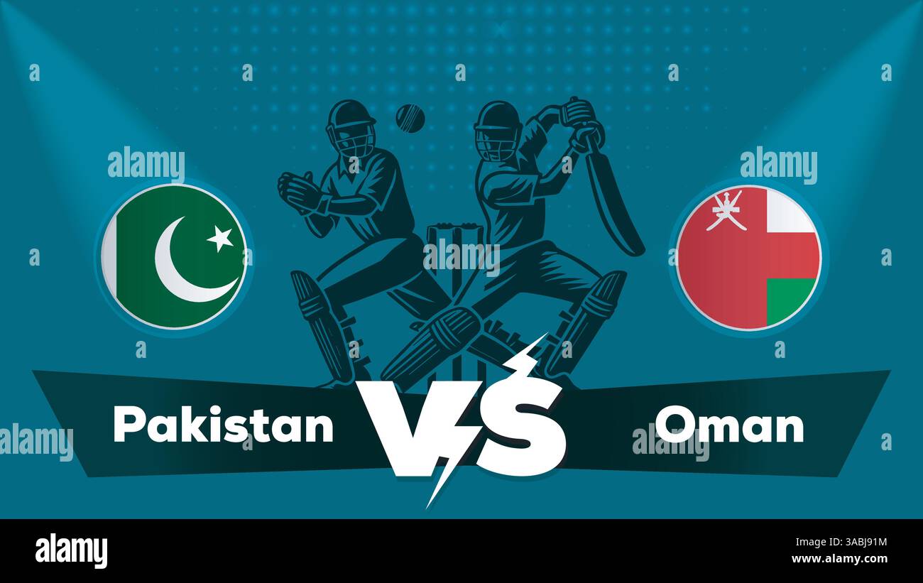 Pakistan VS Oman , Oman Vs Pakistan Cricket match concept with creative ...