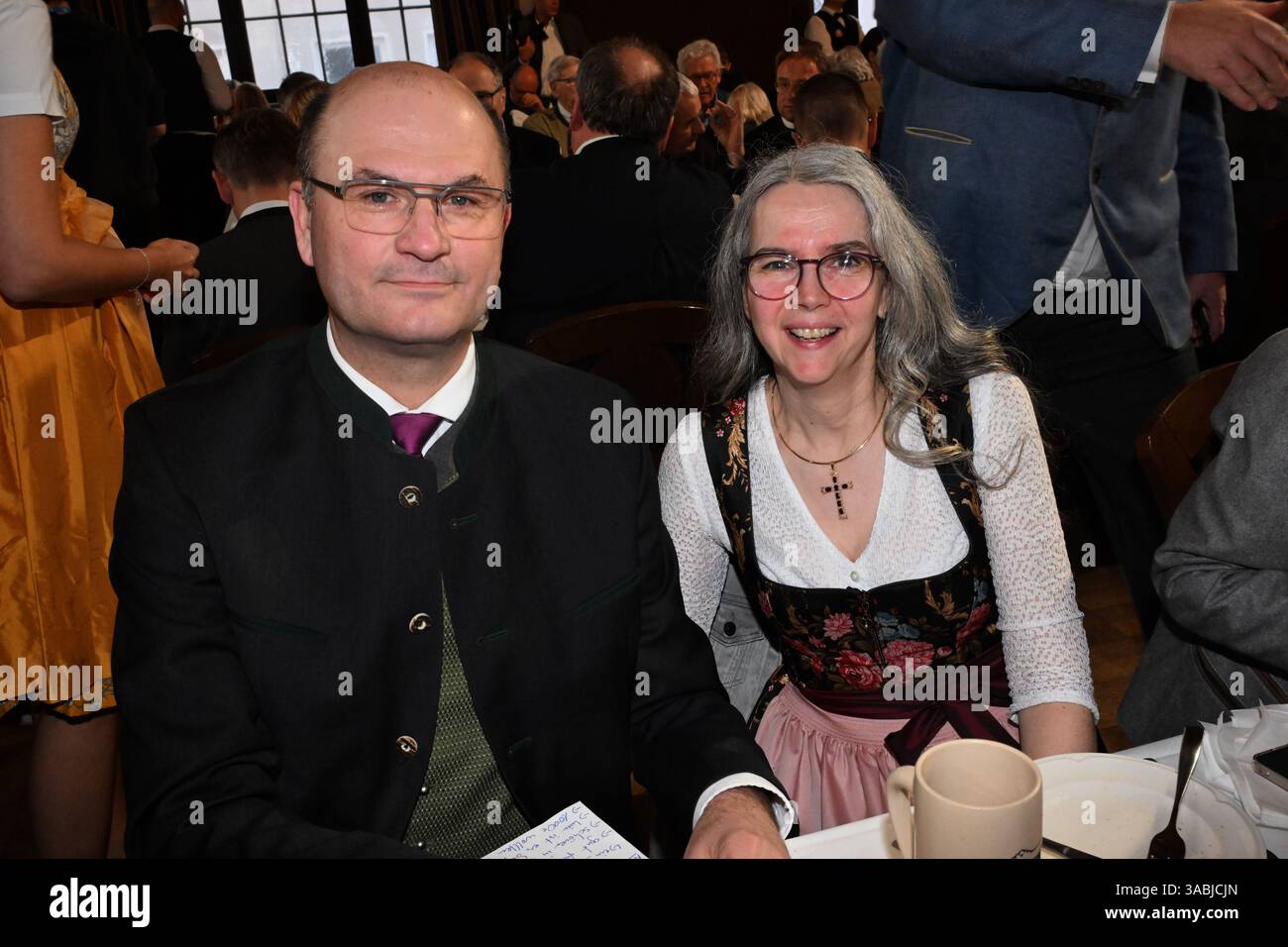 Munich, Germany. 02nd Apr, 2025. Politician Albert Füracker (CSU) and ...