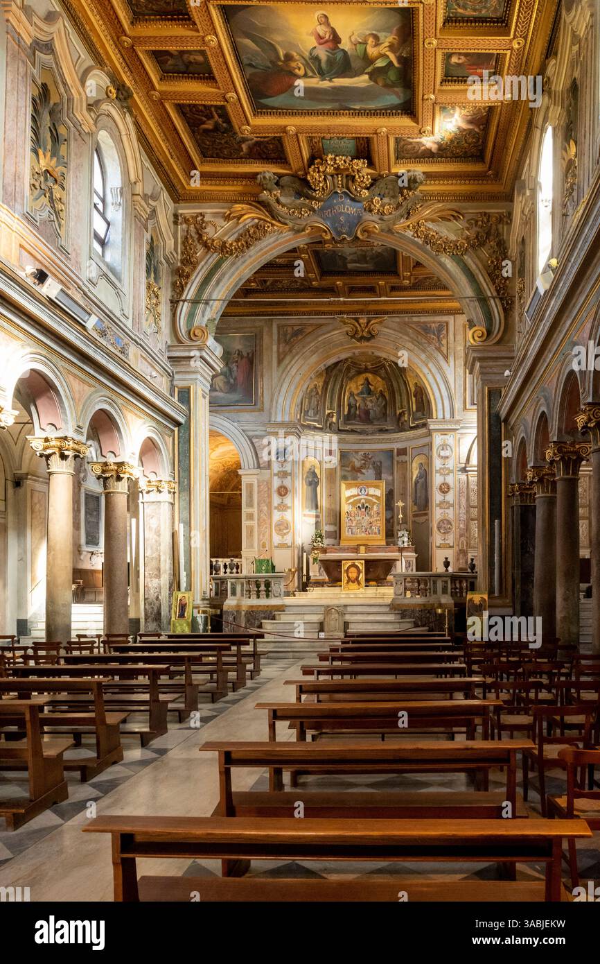 Interior of Basilica di San Bartolomeo all'Isola in Rome Stock Photo ...