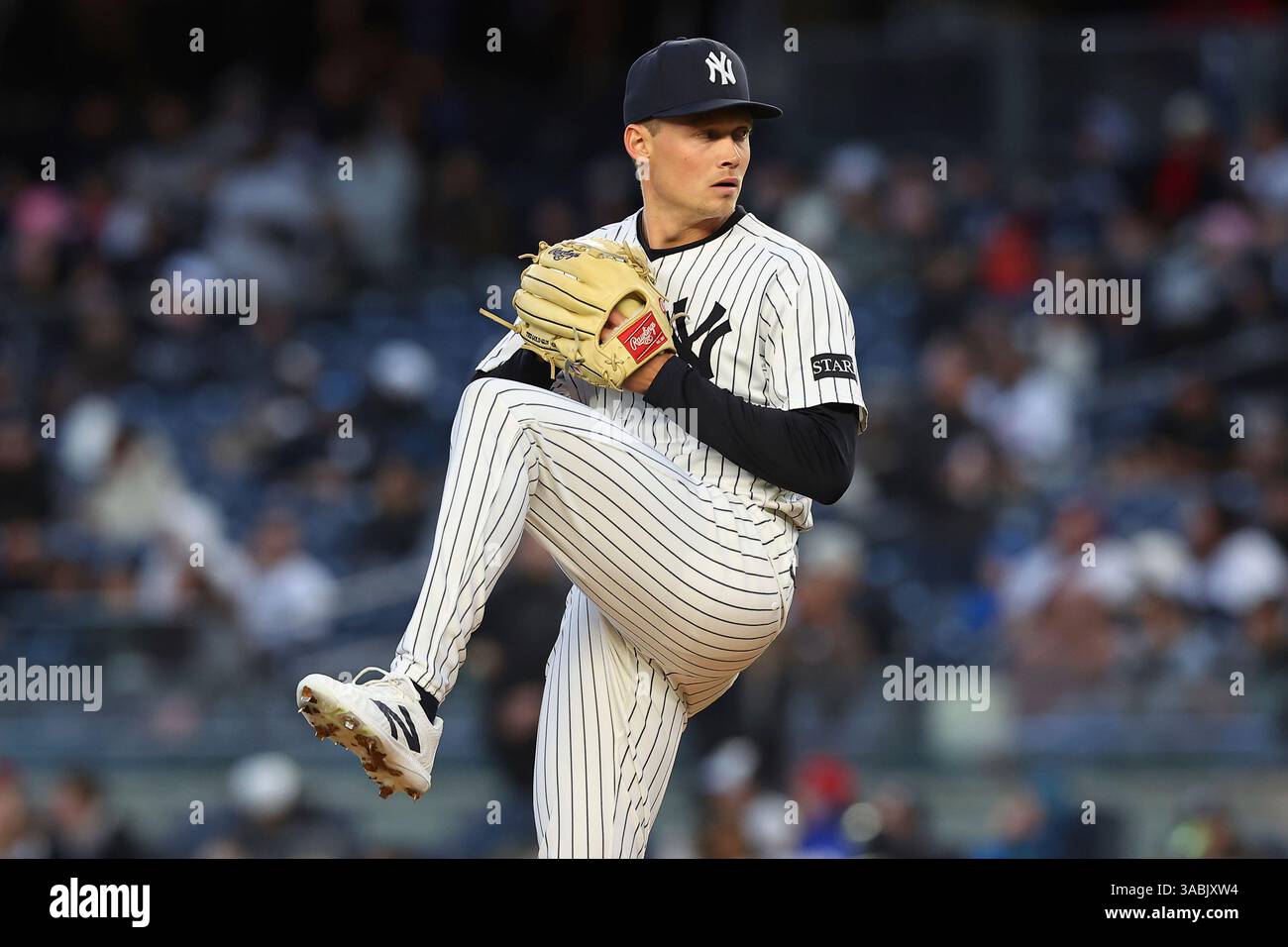 BRONX, NY - APRIL 01: Will Warren #98 of the New York Yankees pitches ...