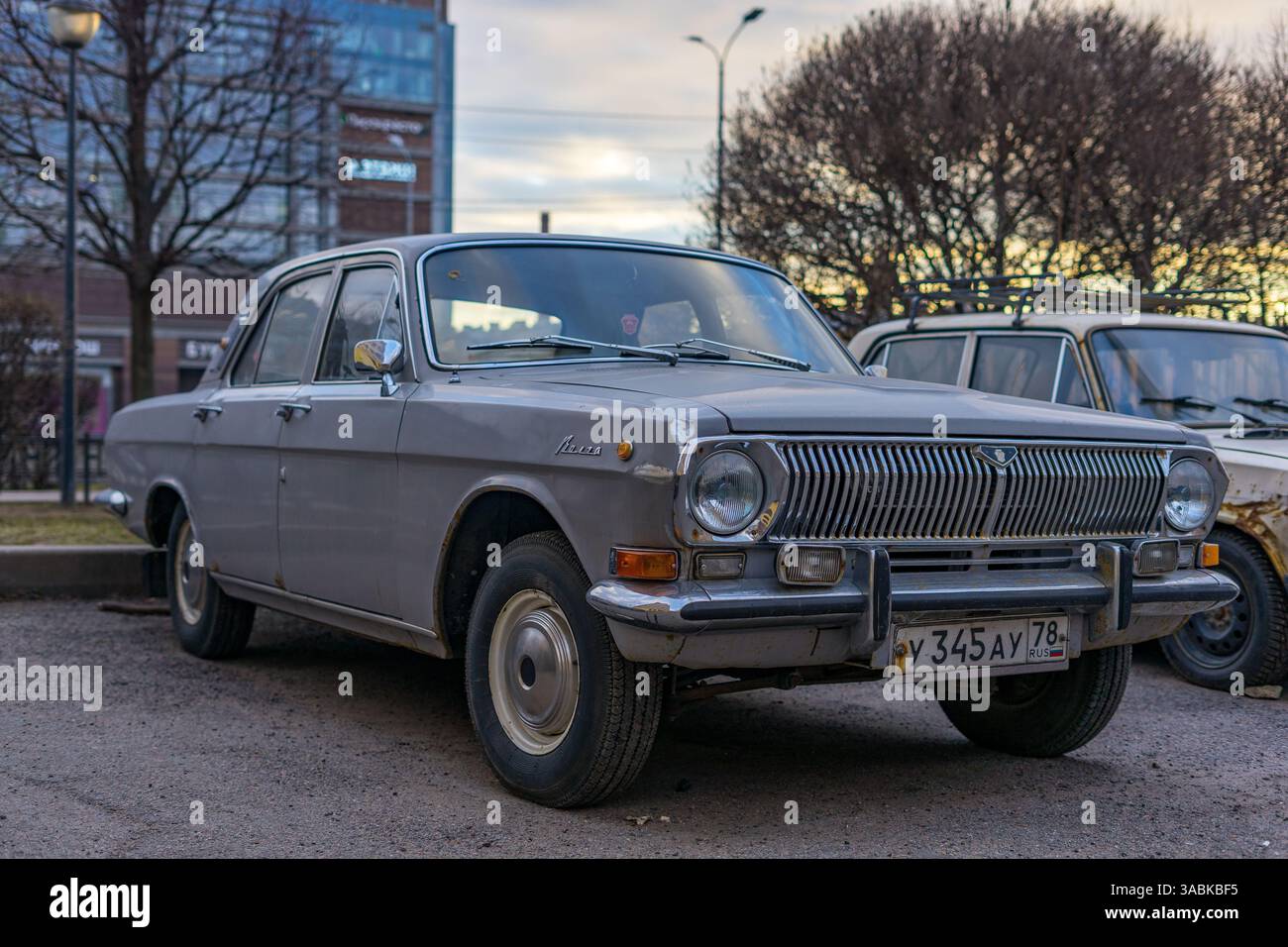 Vintage Russian Volga car parked on the street Stock Photo - Alamy
