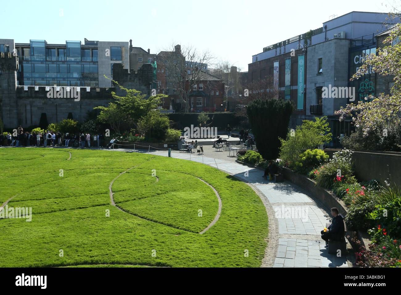 Dublin, Ireland - 2nd April 2025 - People relax in Dubh Linn Garden ...