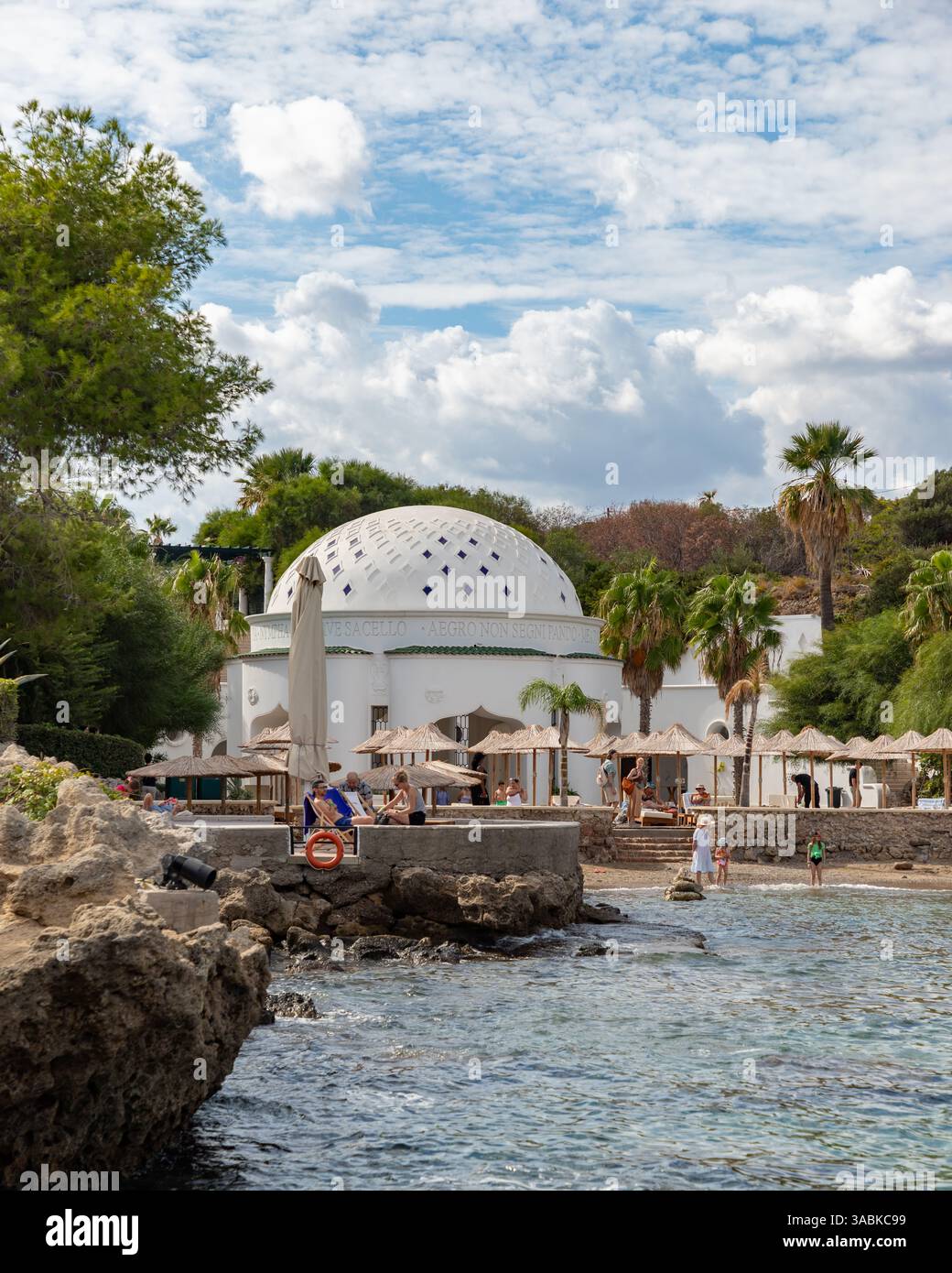 A picture of the small rotunda and the beach at Kallithea Springs, in ...