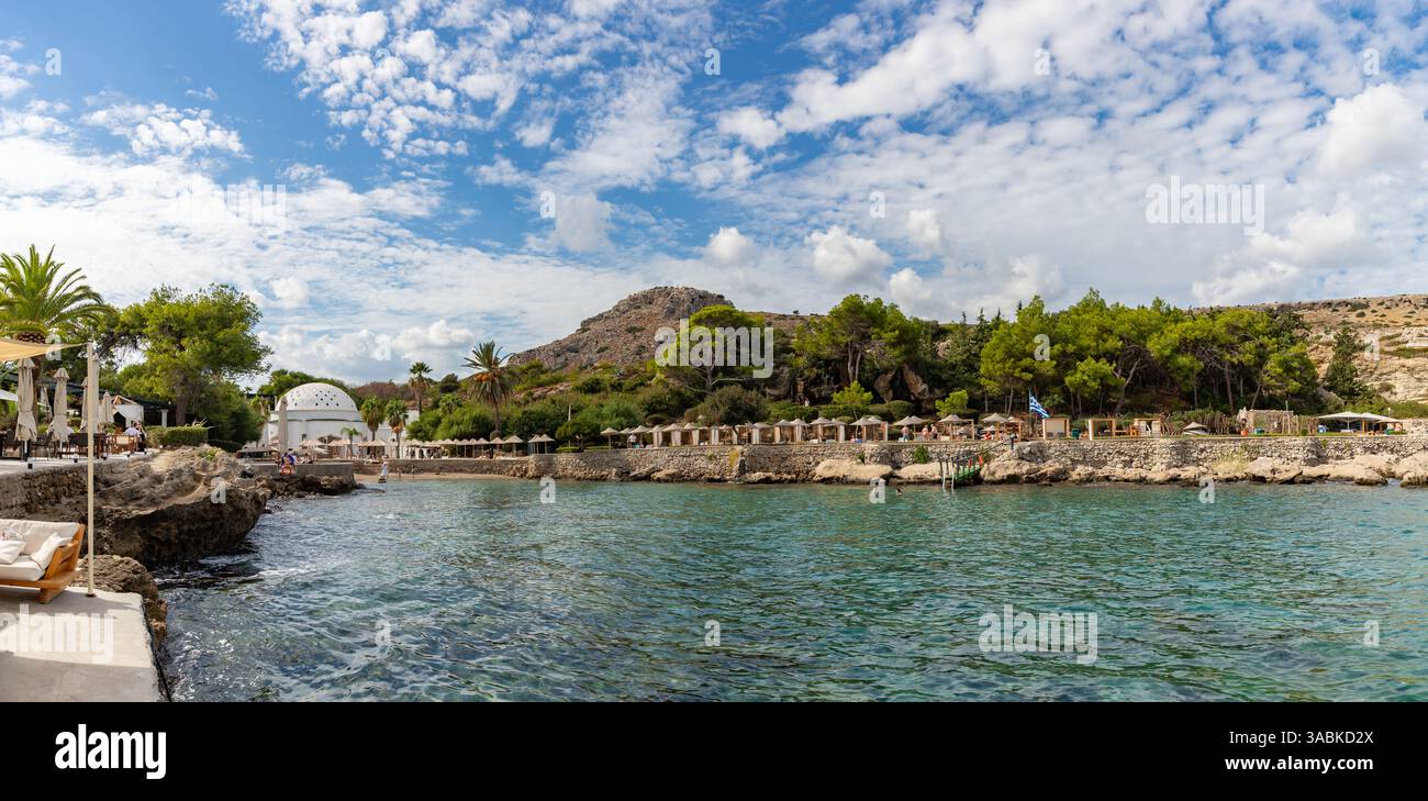 A picture of the beach at Kallithea Springs, in Rhodes Stock Photo - Alamy