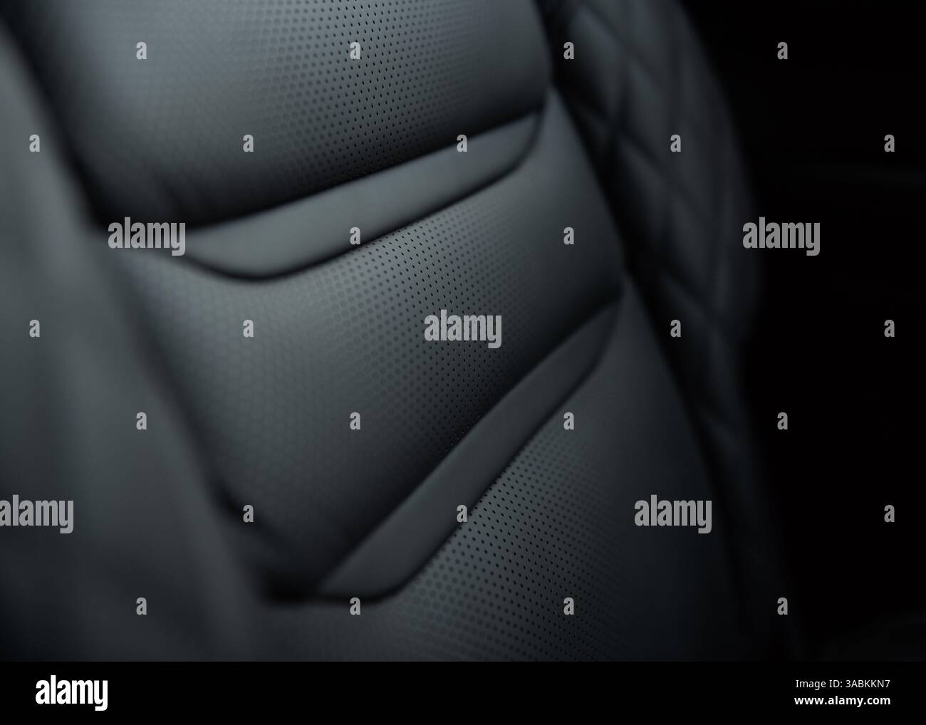 Car leather seat - close-up view. Black leather seat in modern car ...