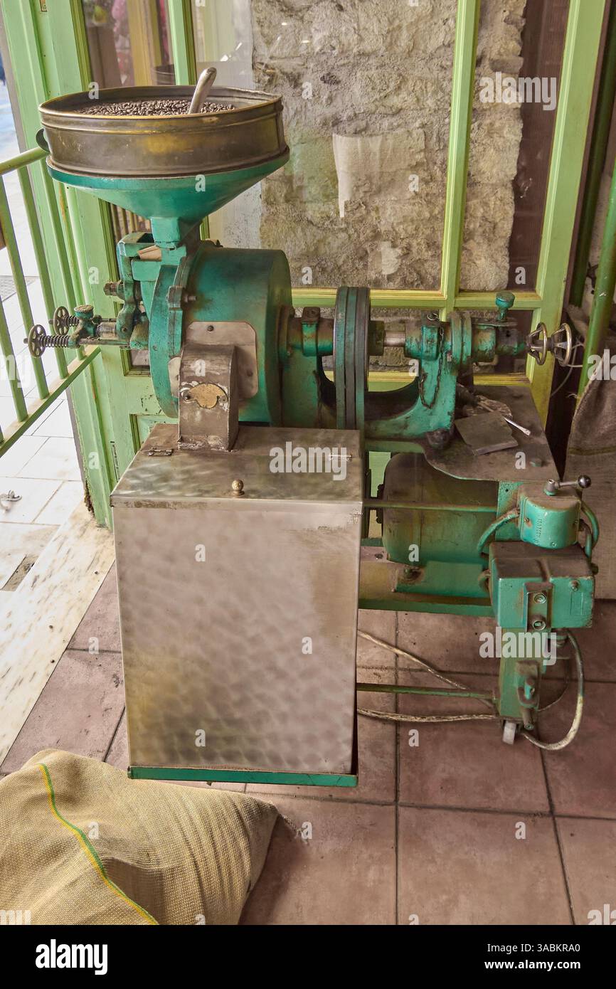 Crete.Greece - april 02, 2025: Industrial coffee roasting machine ...