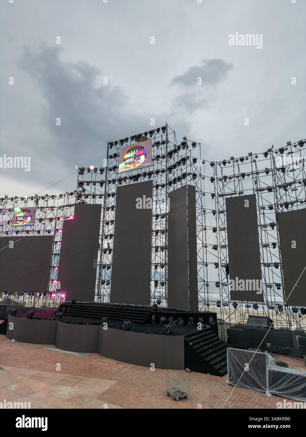 led screen installation and calibration for event stage setup, panel ...