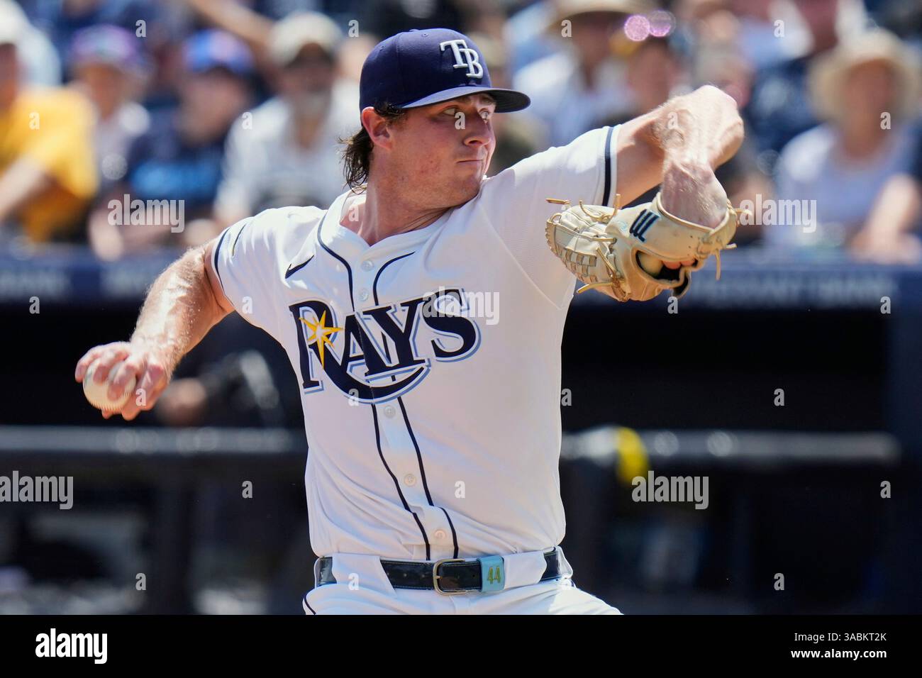 Tampa Bay Rays pitcher Ryan Pepiot delivers to the Pittsburgh Pirates ...