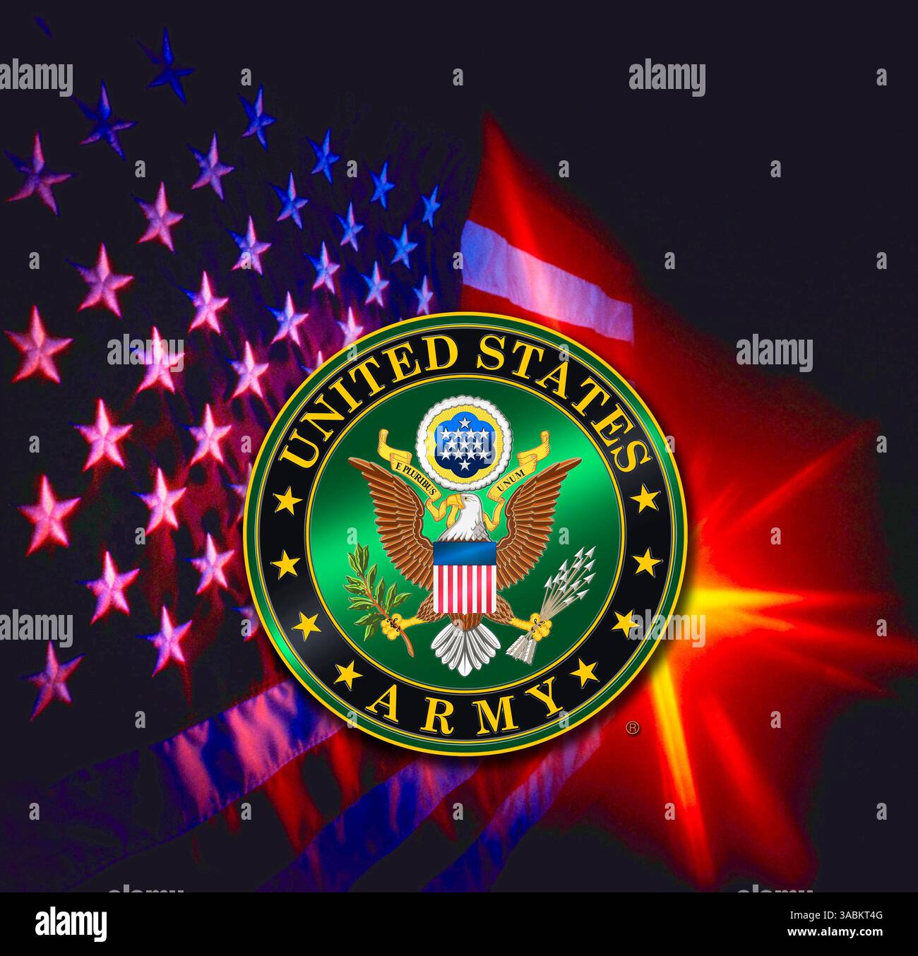 The U.S. Army seal against the American Flag Stock Photo - Alamy