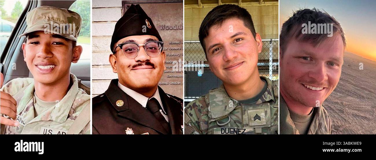This combination of images shows from left, Army Pfc. Dante D. Taitano ...