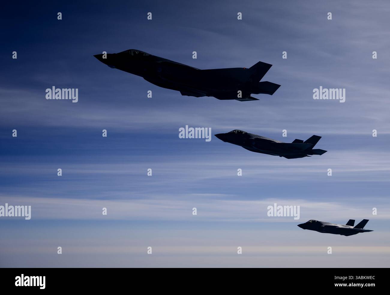 NORTH SEA - Dutch F35 fighter jets fly over the North Sea after being ...