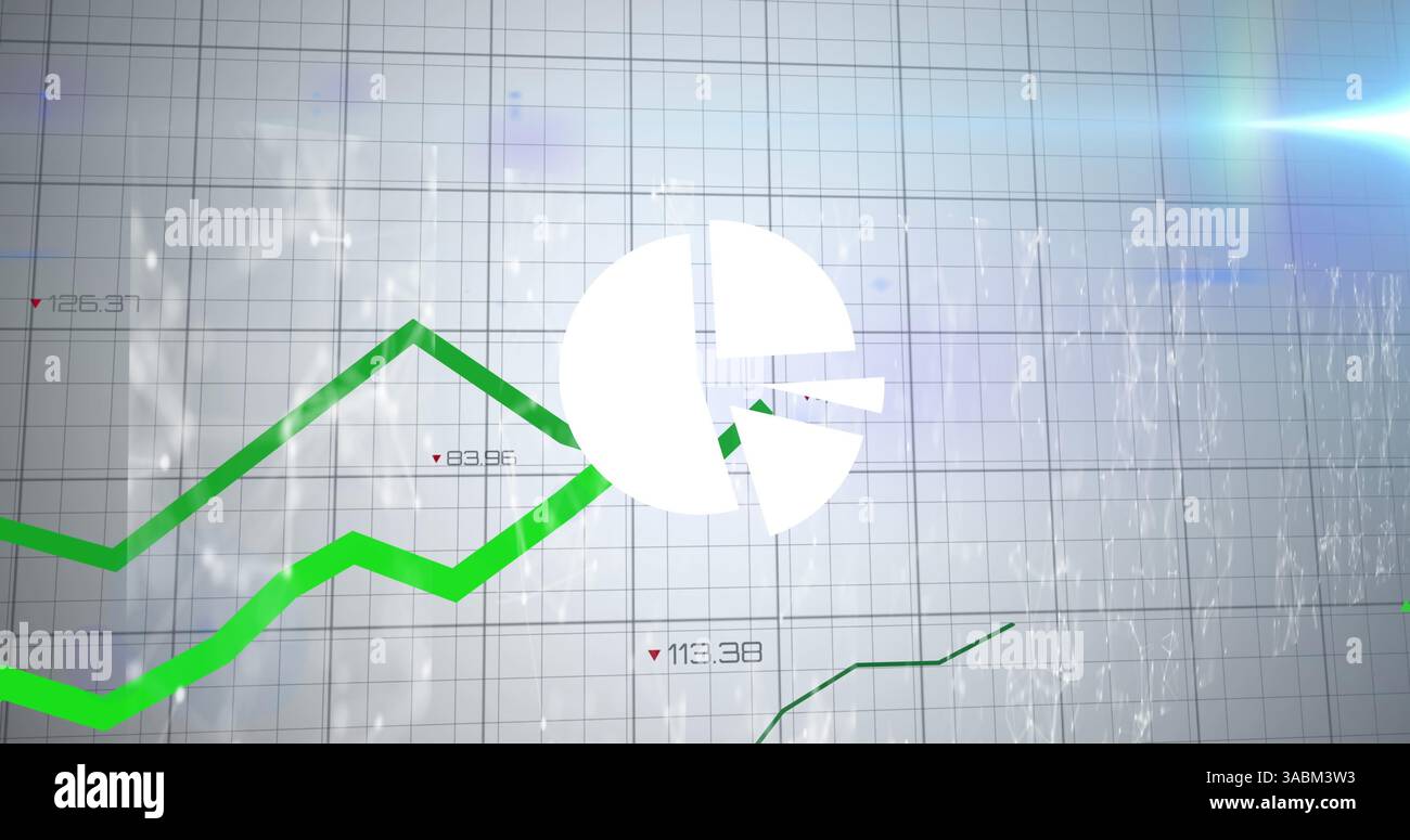 Image of green lines, statistics and financial data processing Stock ...