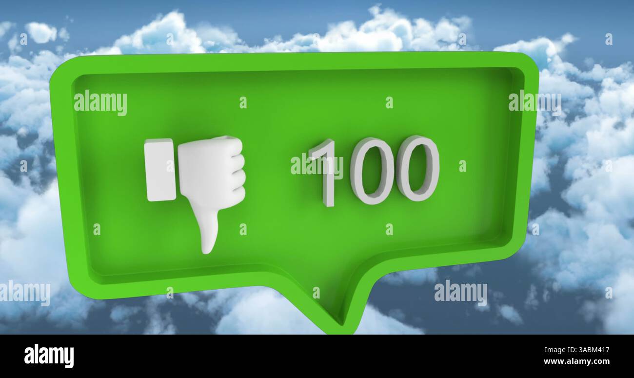 Digital image of unlike icon with number text over sky background Stock ...