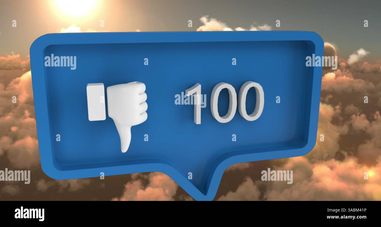 Digital image of unlike icon with number text over sky background Stock ...