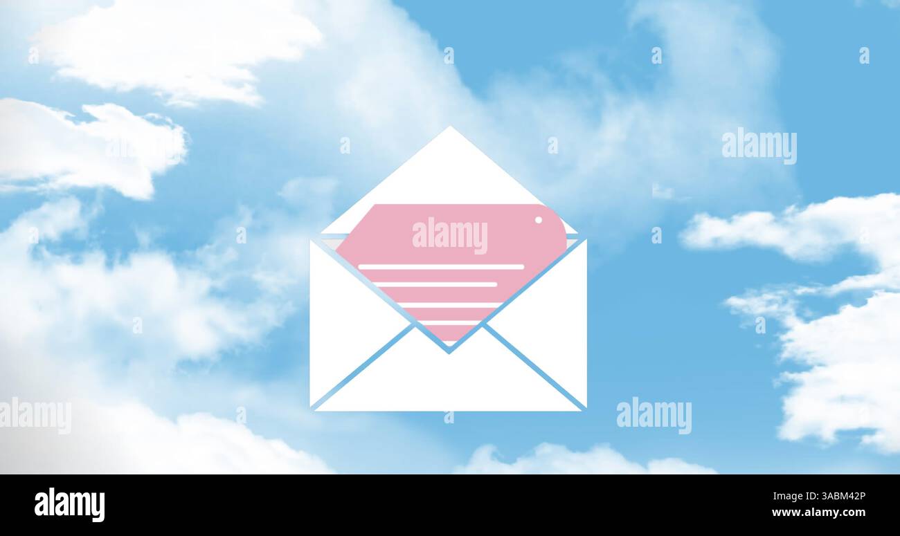 Digital image of the envelope icon over a scenic sky Stock Photo - Alamy
