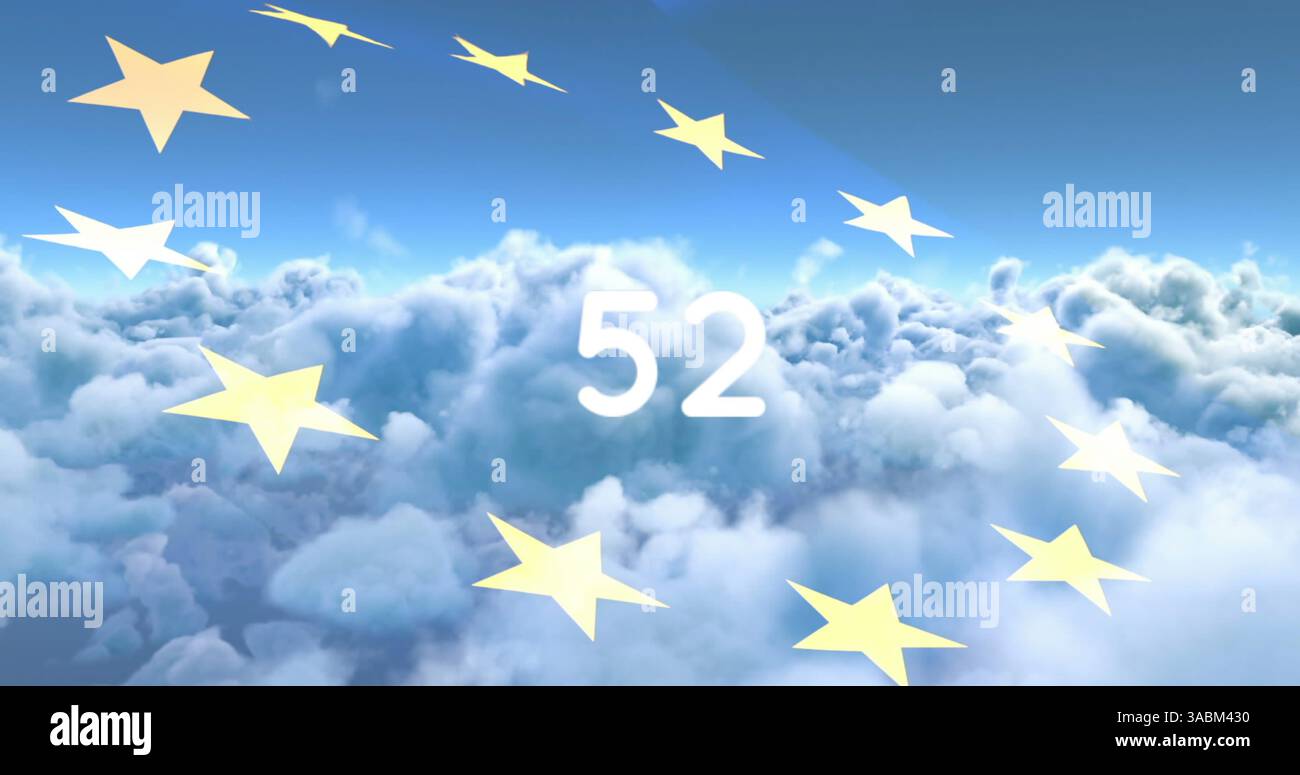 Digital image of the bold number text over a scenic sky. the ...