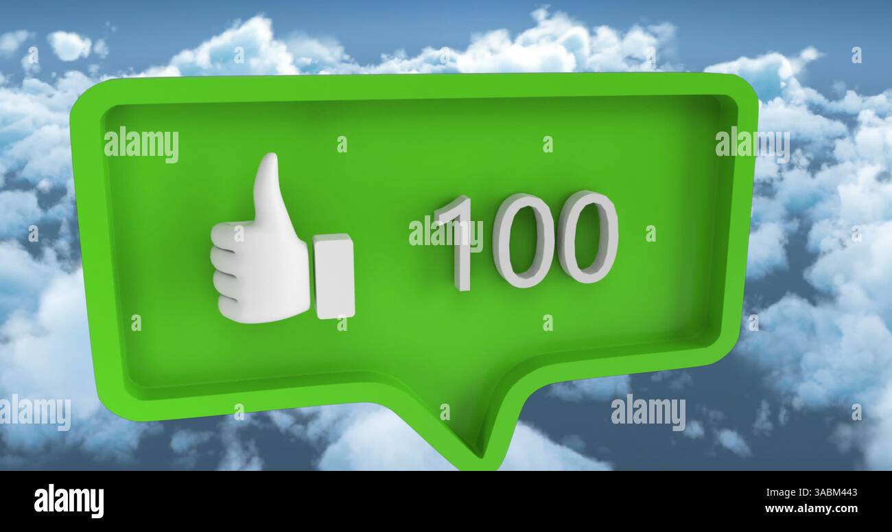 Increasing in numbers, follow and like icon with sky background. social ...