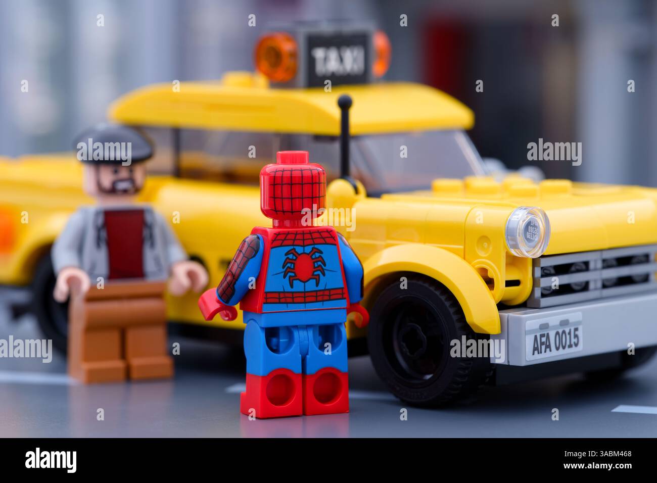 Tambov, Russian Federation - January 13, 2025 Lego cab driver and ...