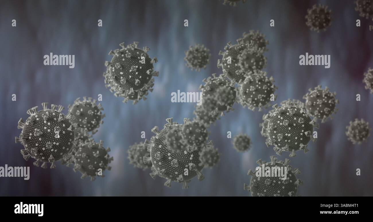 Virus cells floating over grey background, detailed and colorful ...